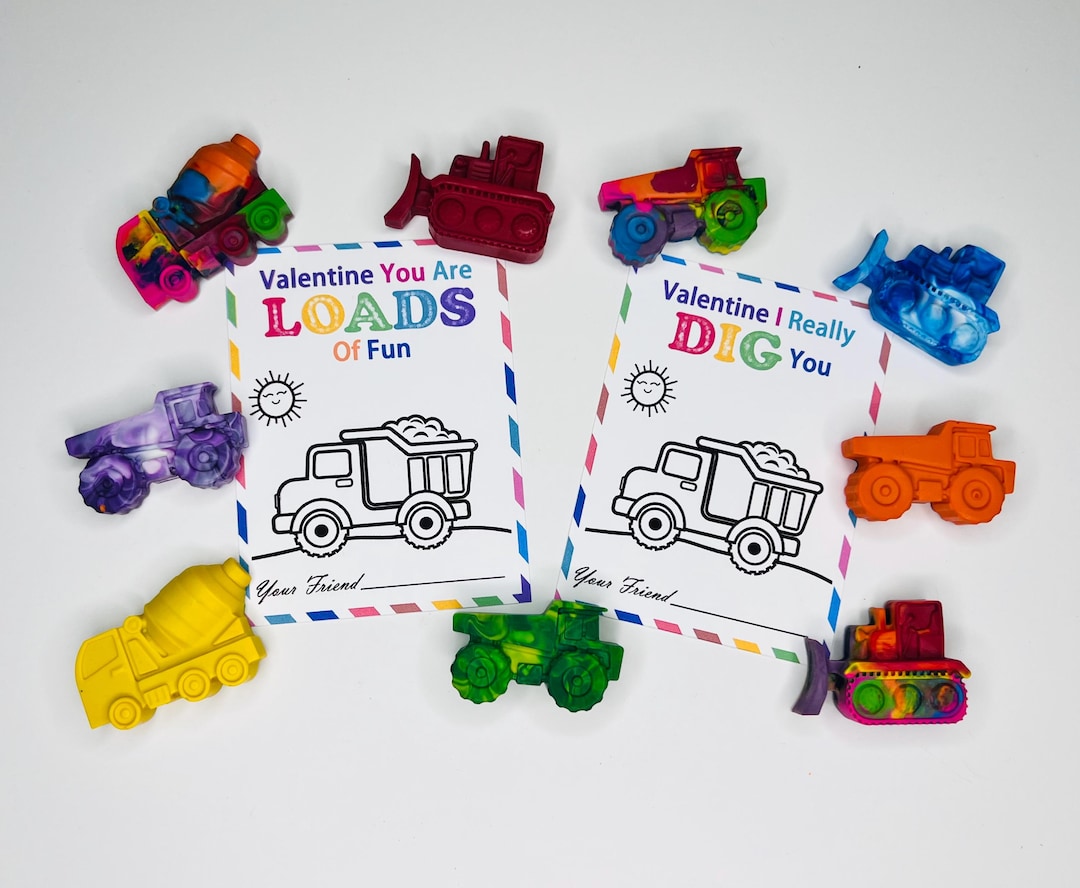 Construction Valentine - Truck Shaped Crayon With Card, Preschool ...
