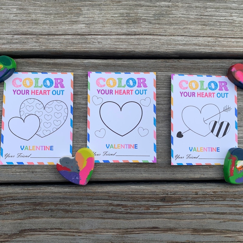Heart Crayons With Card - Etsy