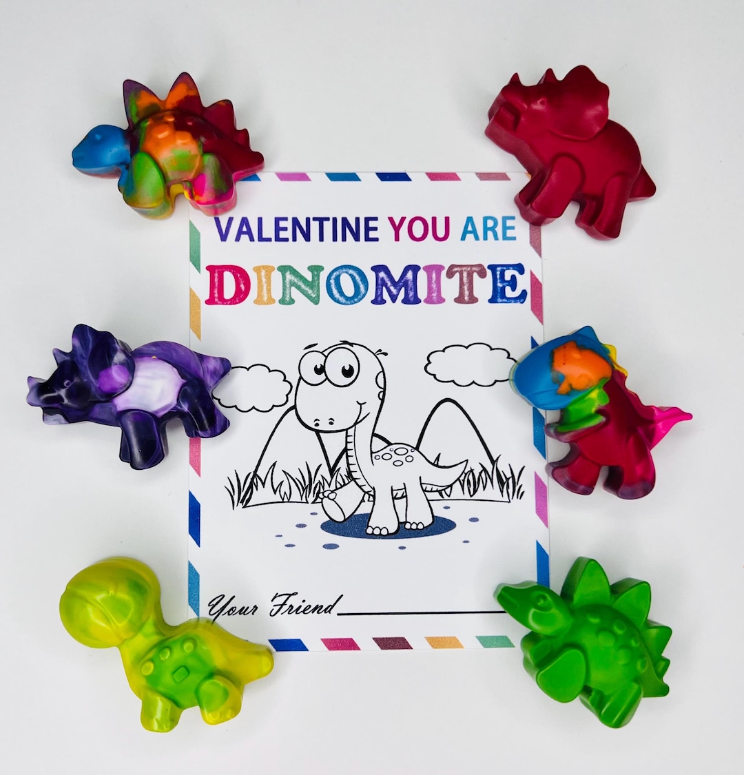 Valentine You Are Dinomite - Dinosaur Shaped Crayon With Card ...