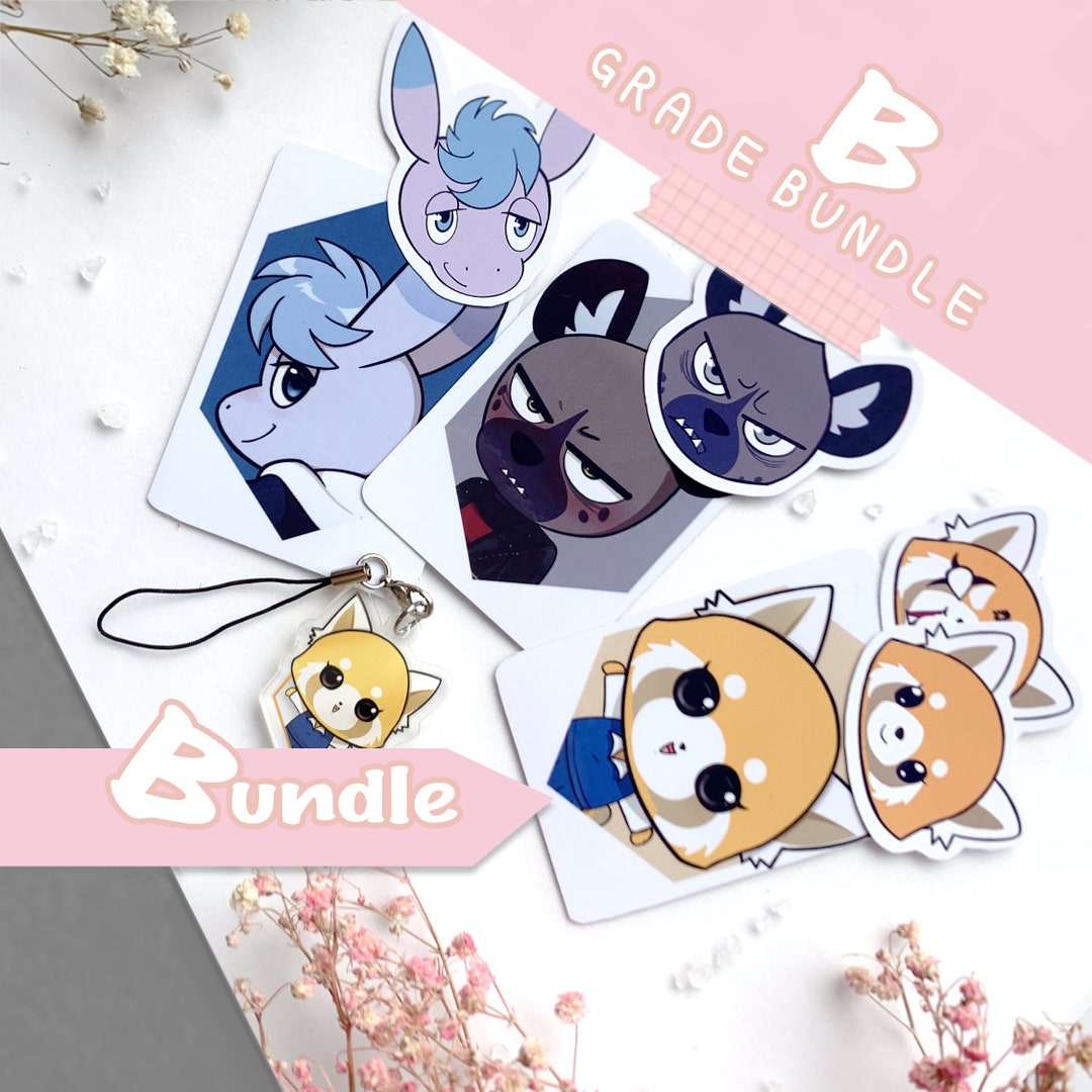 Aggretsuko Bundle Set / Keychain Stickers Cards - Etsy