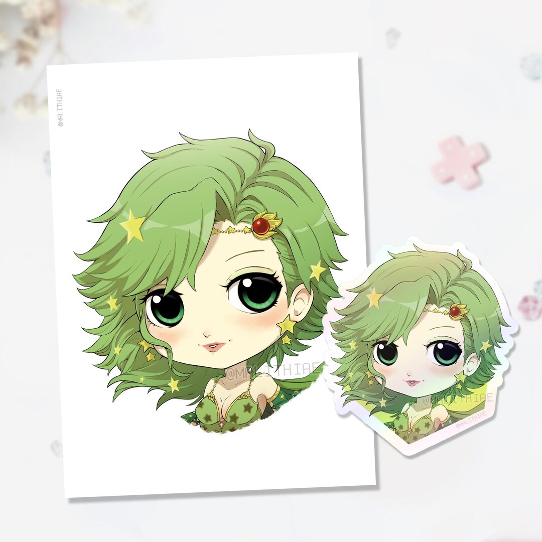 Chibi Portrait Print + Holographic Sticker / Final Fantasy 4 / Rydia of ...