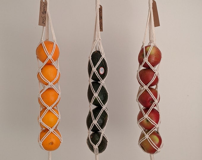 Macrame Hanging Produce Storage/produce Bags/kitchen Storage/fruit ...