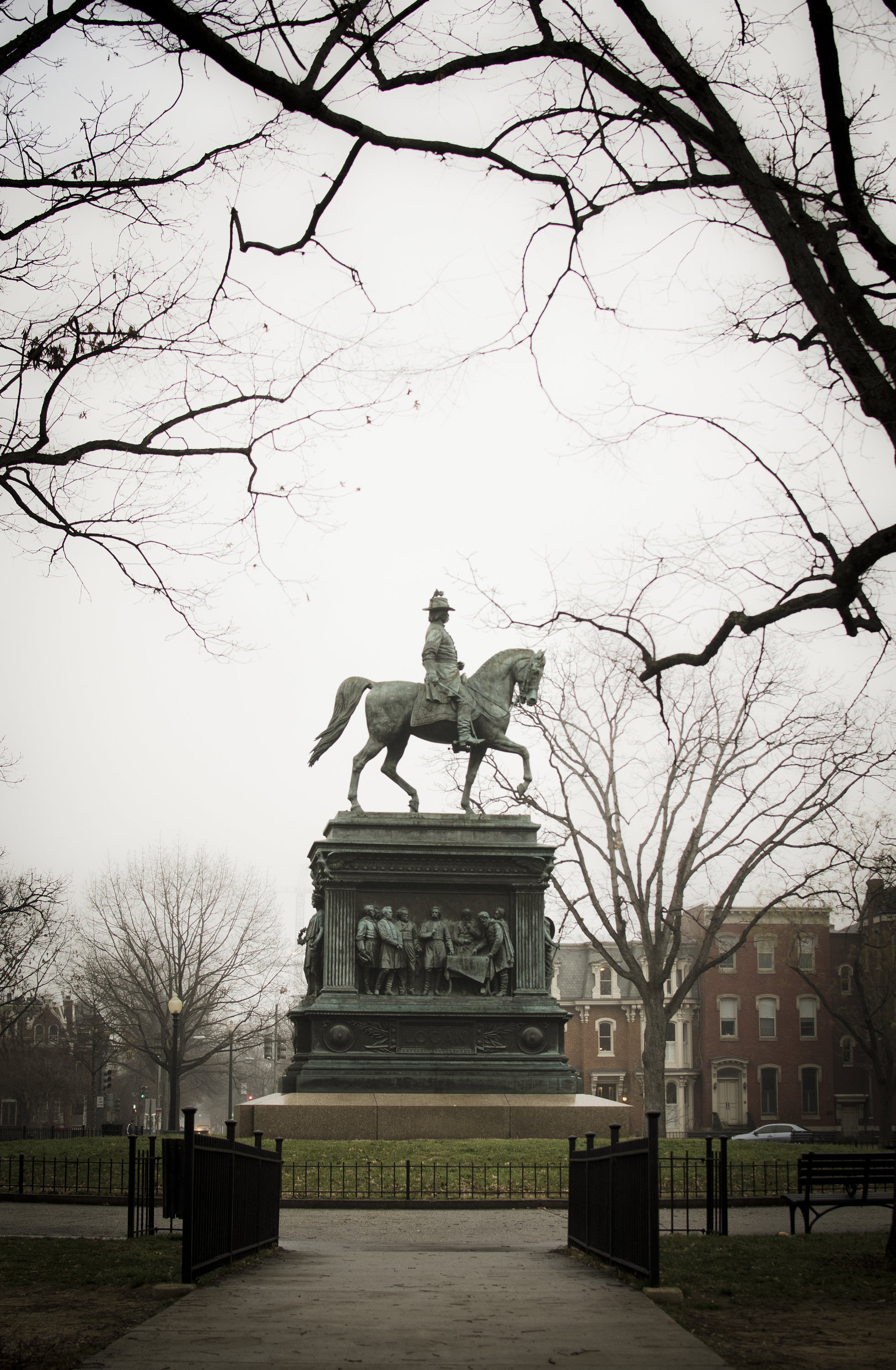 Logan Circle Statue on Ready-to-Hang Canvas or Framed Photo Print ...
