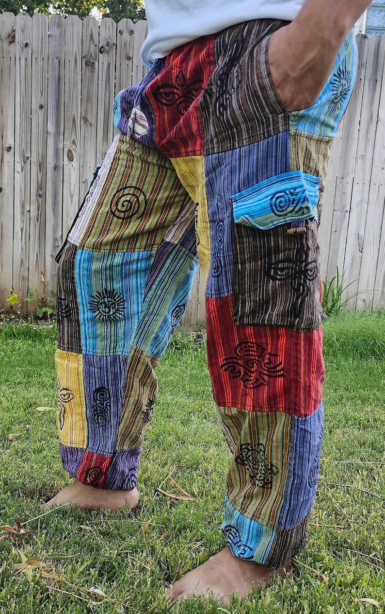 Handmade Patchwork Cotton Hippie Pants: Colorful Boho Festival Trousers ...