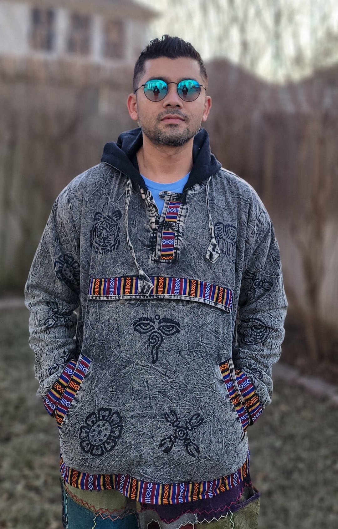 Namaste Hippie Unisex Multicolored Stonewashed Printed Nepalese Art ...