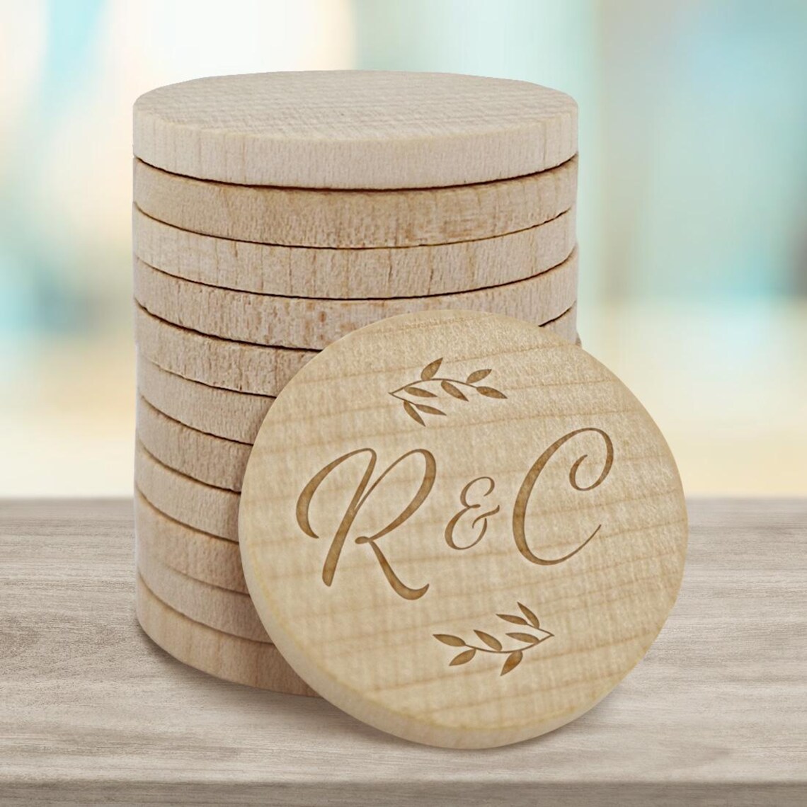 Engraved Wedding Tokens - Wooden Drink Tokens for Weddings and Parties ...
