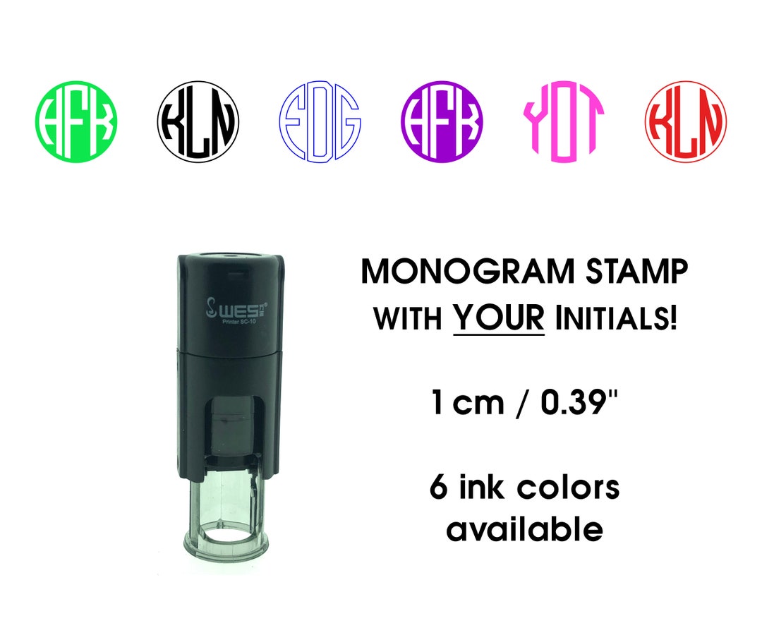 Custom Circlular Monogram Initials Text Stamp, Small Logo Stamp or ...