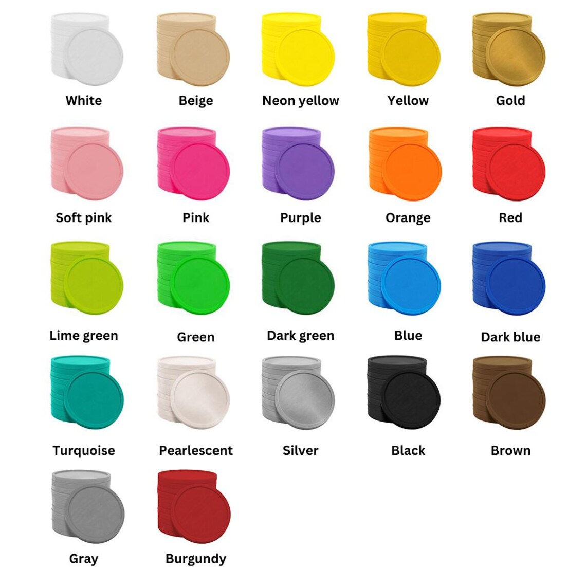 Blank Plastic Tokens With Edge Ø29mm in Various Colors - Etsy