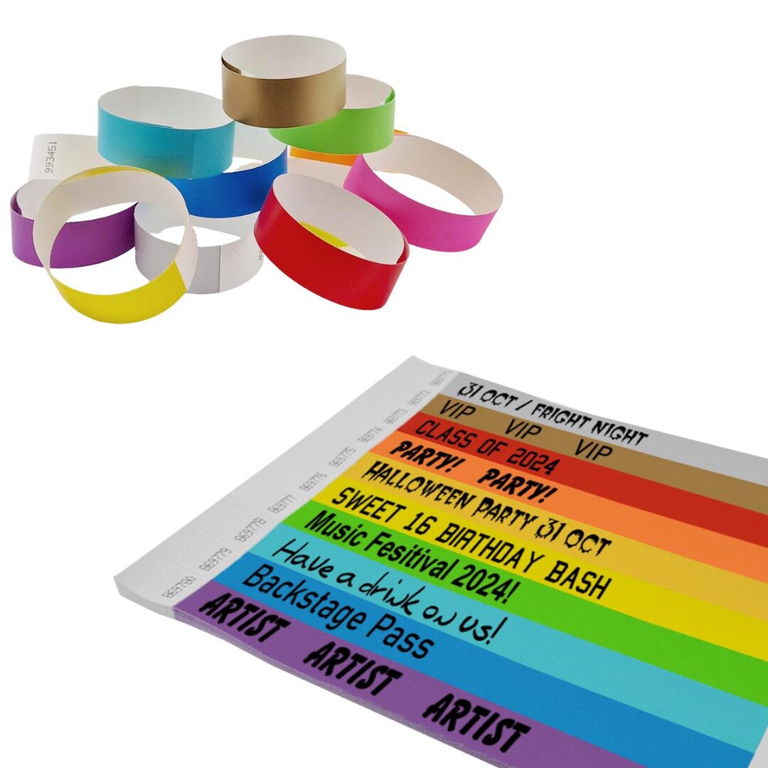Event Wristbands With Custom Text | 100 Pieces | Paper Wristbands ...