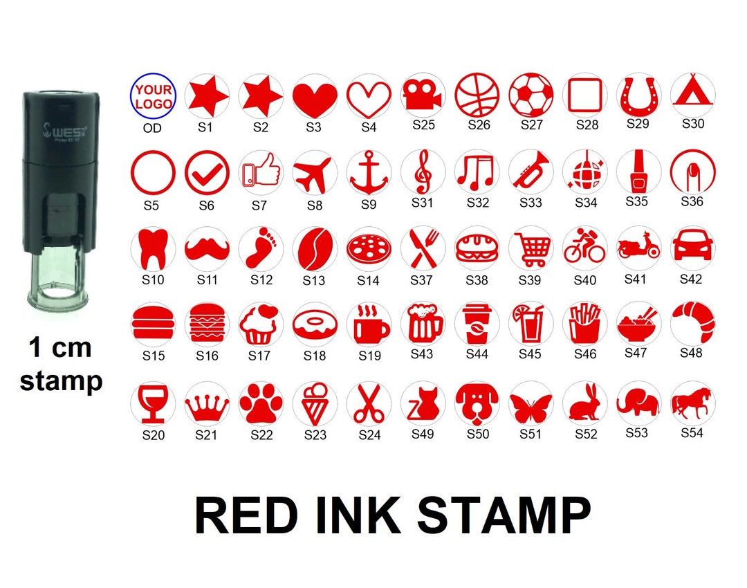 Red Ink - Custom Loyalty Card Stamp, Small Logo Stamp or Custom Stamp ...
