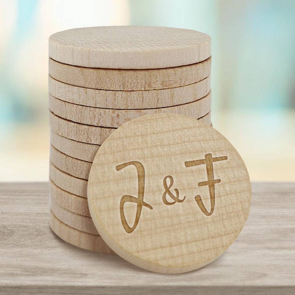 Engraved Wedding Tokens - Wooden Drink Tokens for Weddings and Parties ...