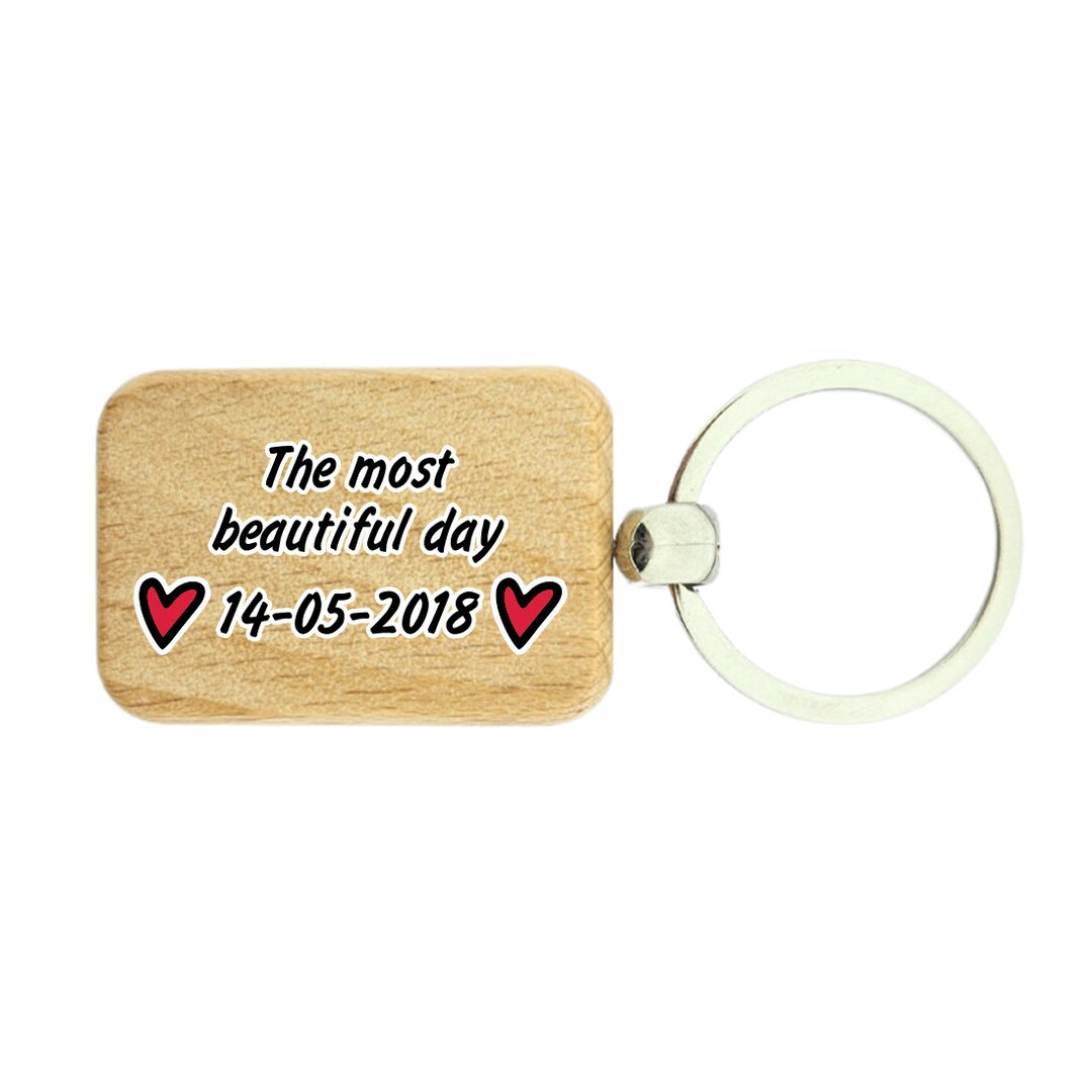 Wooden Keychain the Most Beautiful Day Where You Can Enter a Date ...
