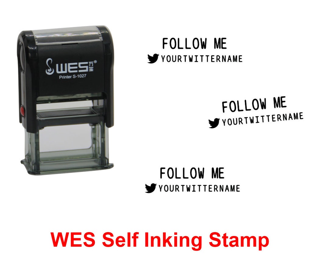 Custom Self Inking Twitter Stamp - Custom Follow Me on Twitter Stamp - Etsy