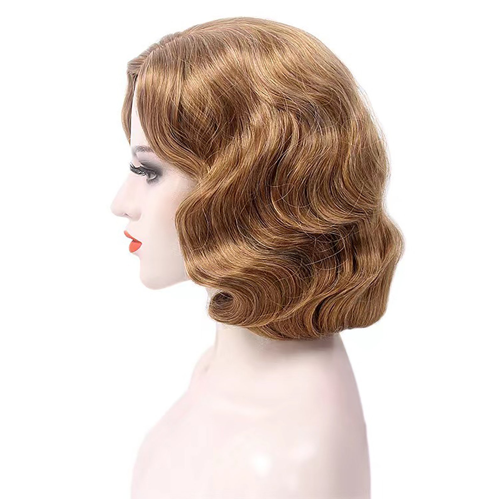 1920S Inspired Style Classic Water Wave Wig Bonde Brown Ombre Wavy Wig ...