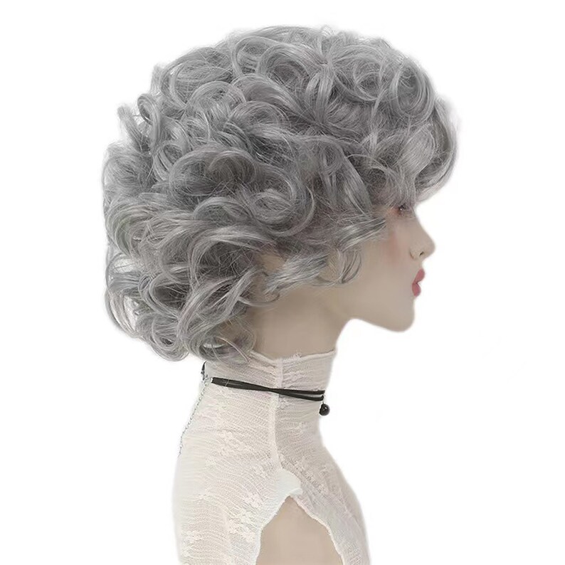 14in Granny Grey Wavy Wig Side Parting Wavy Wig Cos Old Lady Wig - Etsy