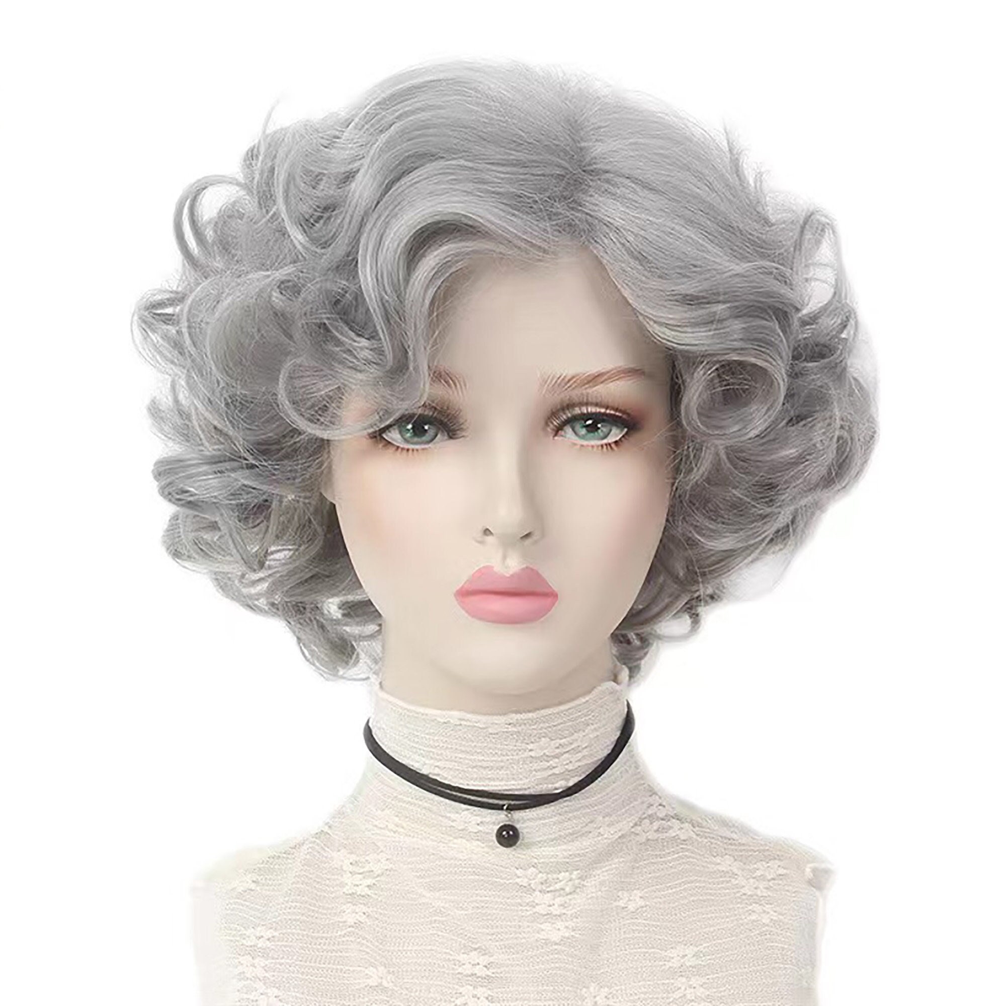 14in Granny Grey Wavy Wig Side Parting Wavy Wig Cos Old Lady Wig - Etsy