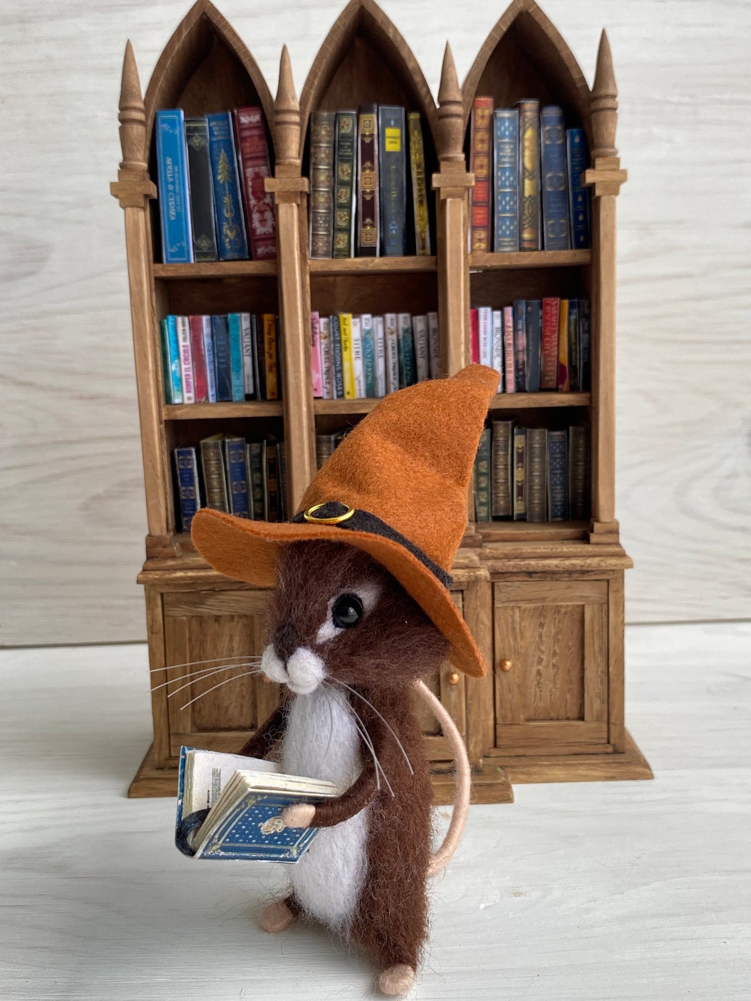 Needle Felt Halloween Mouse, Miniature Brown Mouse Felt Mouse Witch ...