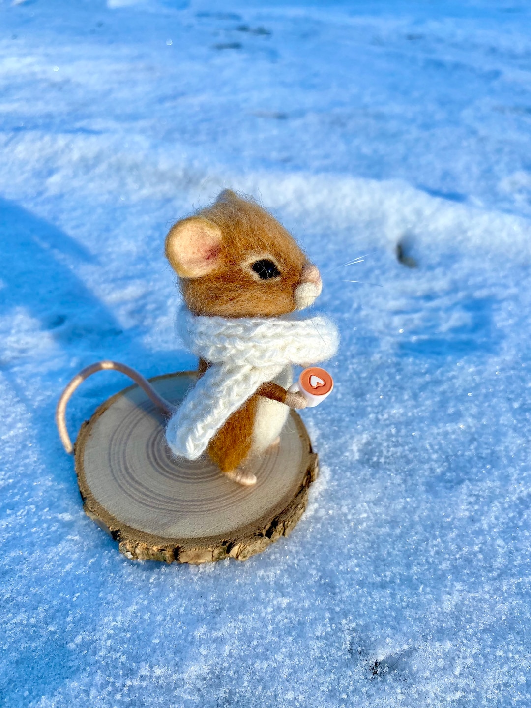 Felted Mouse With Cup: Handmade Miniature Wool Animal - Etsy