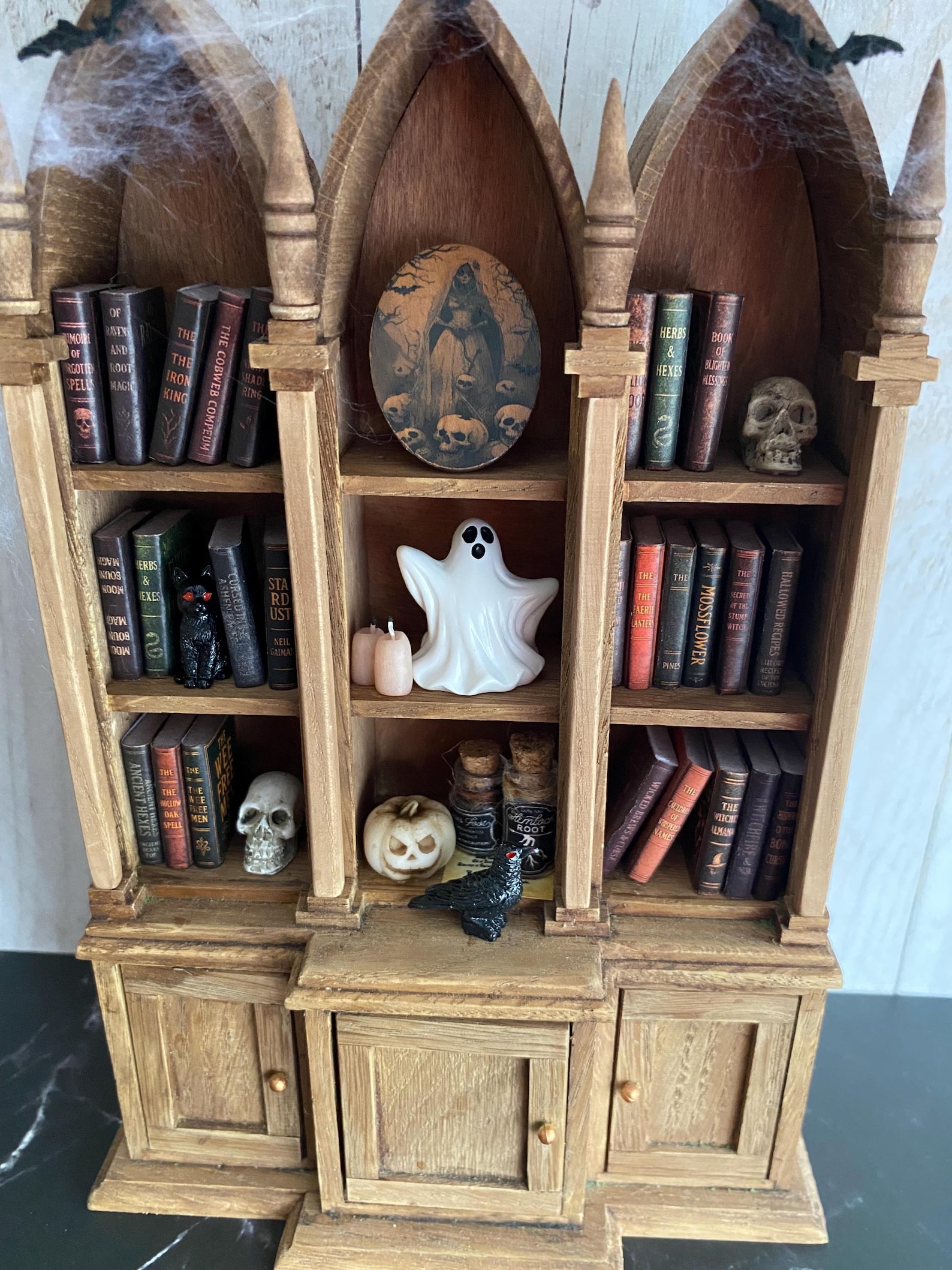 Handmade Gothic Miniature Bookshelf: Haunted Halloween Diorama - Etsy
