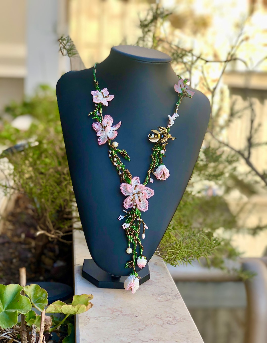 Spring Flowers Blossoms Statement Necklace, A Floral Arrangement for a ...