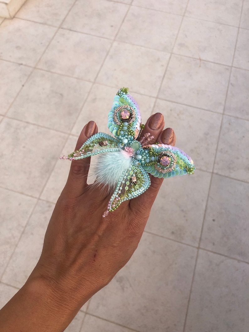 Queen Luna Moon Moth Brooch Exclusive Beaded Insect Pin - Etsy