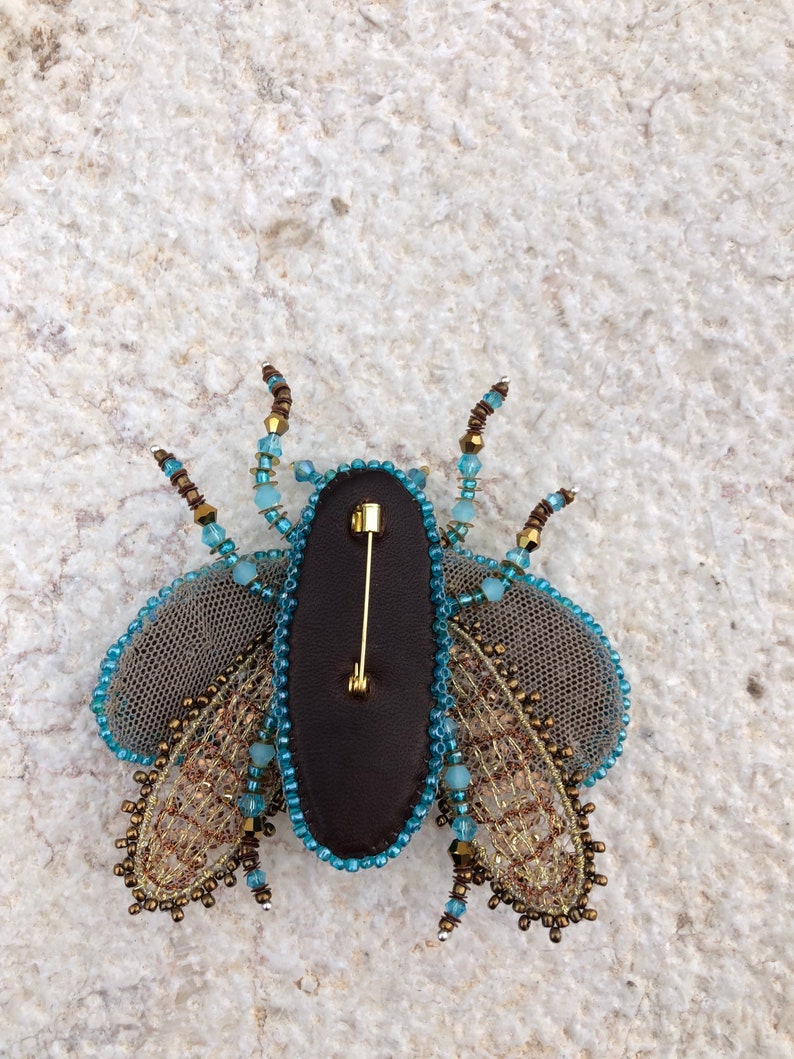 Aquamarine & Bronze Egyptian Scarab Beetle Handcrafted Beaded - Etsy