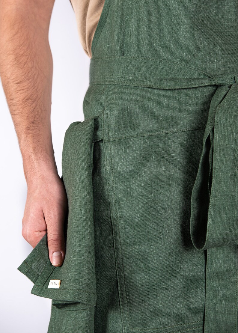 100% Linen Apron in Forest Green. Suitable for Preparation of Every ...