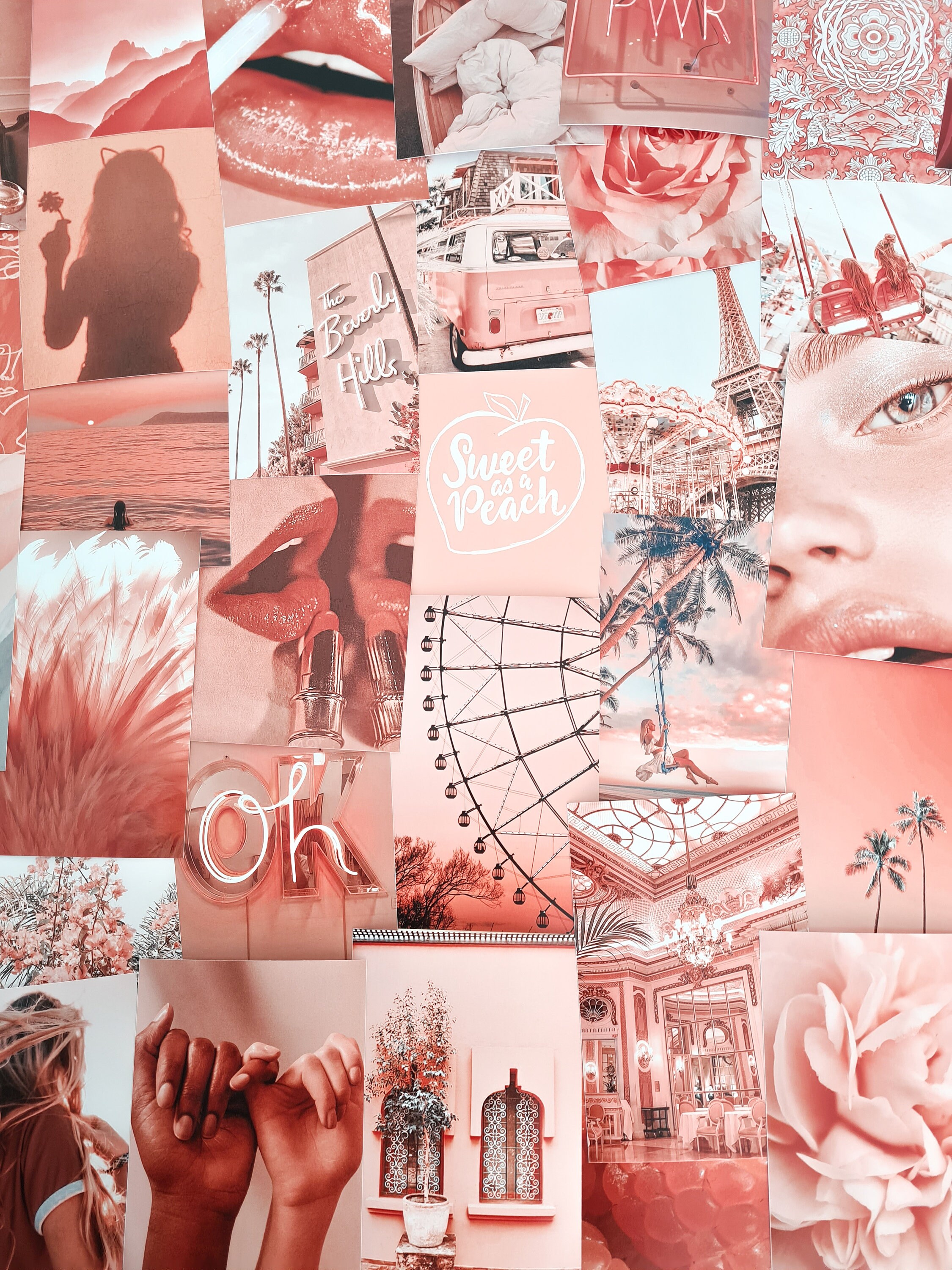 Peach Collage, Peach Aesthetic Collage, Aesthetic Wall Art, Orange ...
