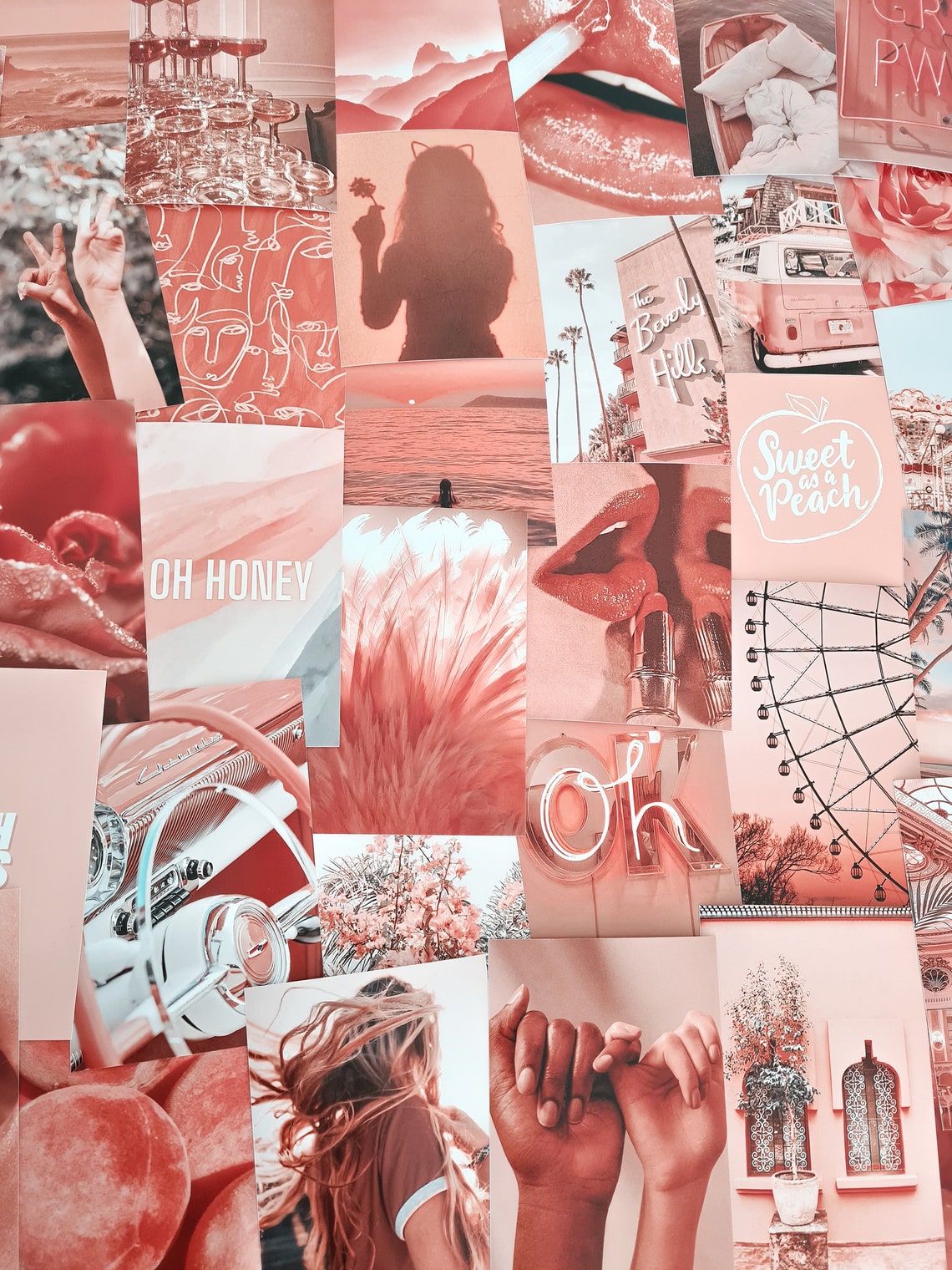 Peach Collage, Peach Aesthetic Collage, Aesthetic Wall Art, Orange ...