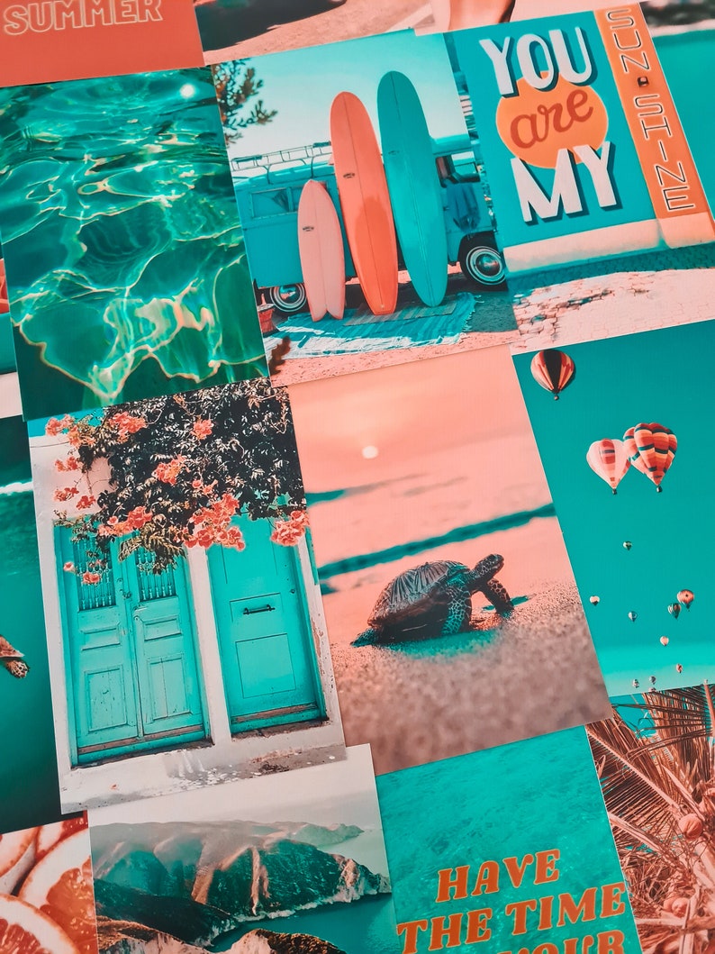 Collage Kit Orange Blue Collage Beach Collage Teal Collage | Etsy