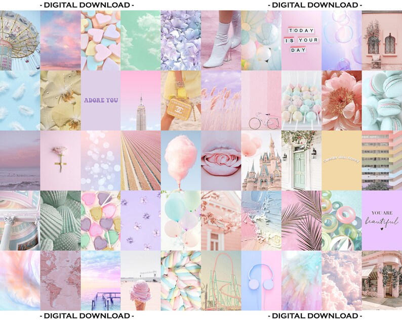 Pastel Collage, Soft Collage, Digital Collage Kit, Aesthetic Collage ...