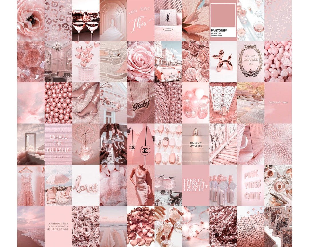 Rose Gold Collage, Pink Collage, Pink Aesthetic, Collage Kit, Dusty ...
