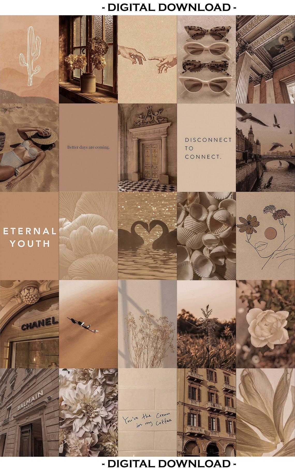 Beige Collage, Beige Aesthetic, Neutral Collage, Collage Kit, Cream ...