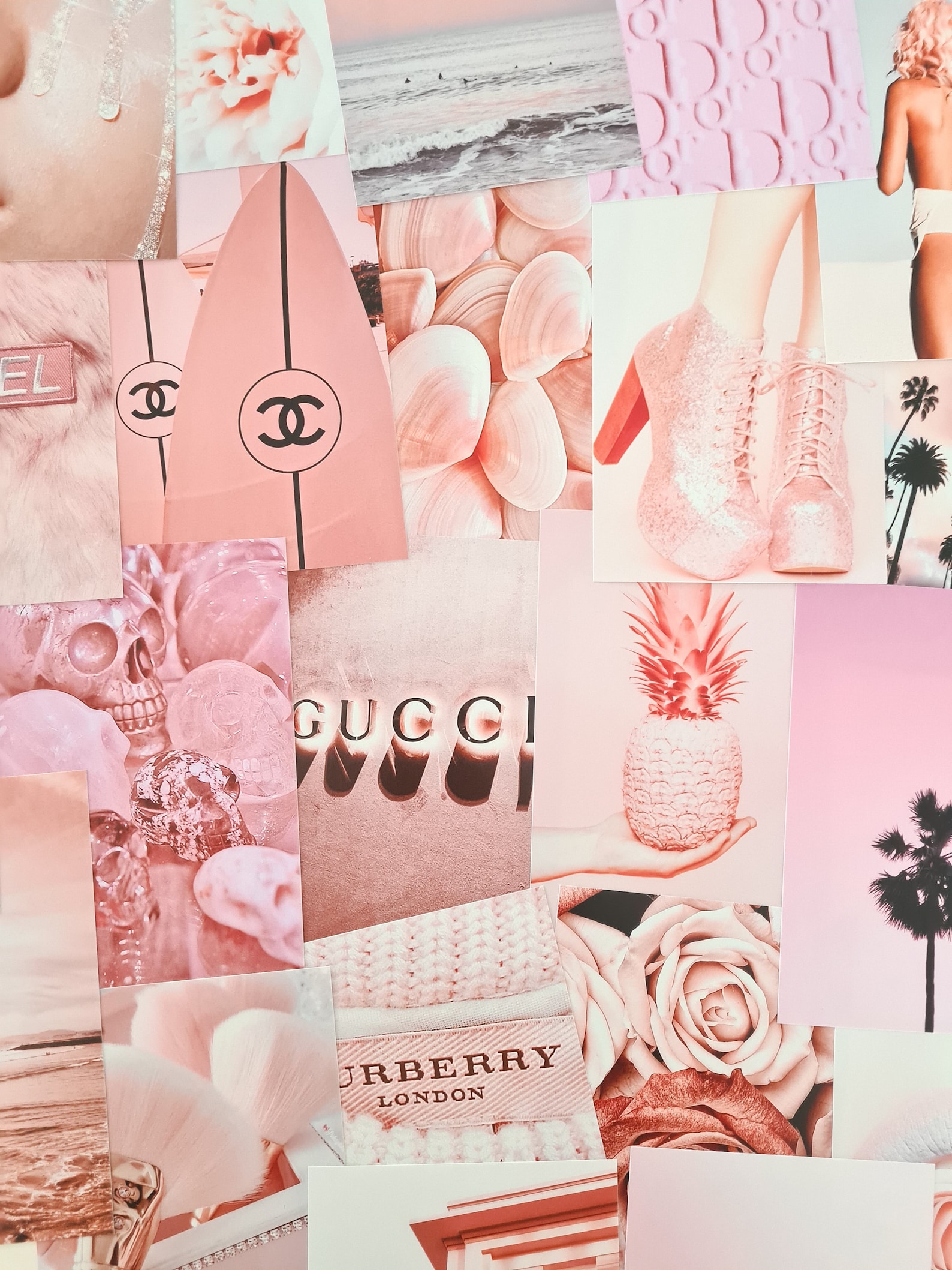 Pink Collage, Wall Decor Collage Pink, Pink Aesthetic Wall, Blush Pink ...