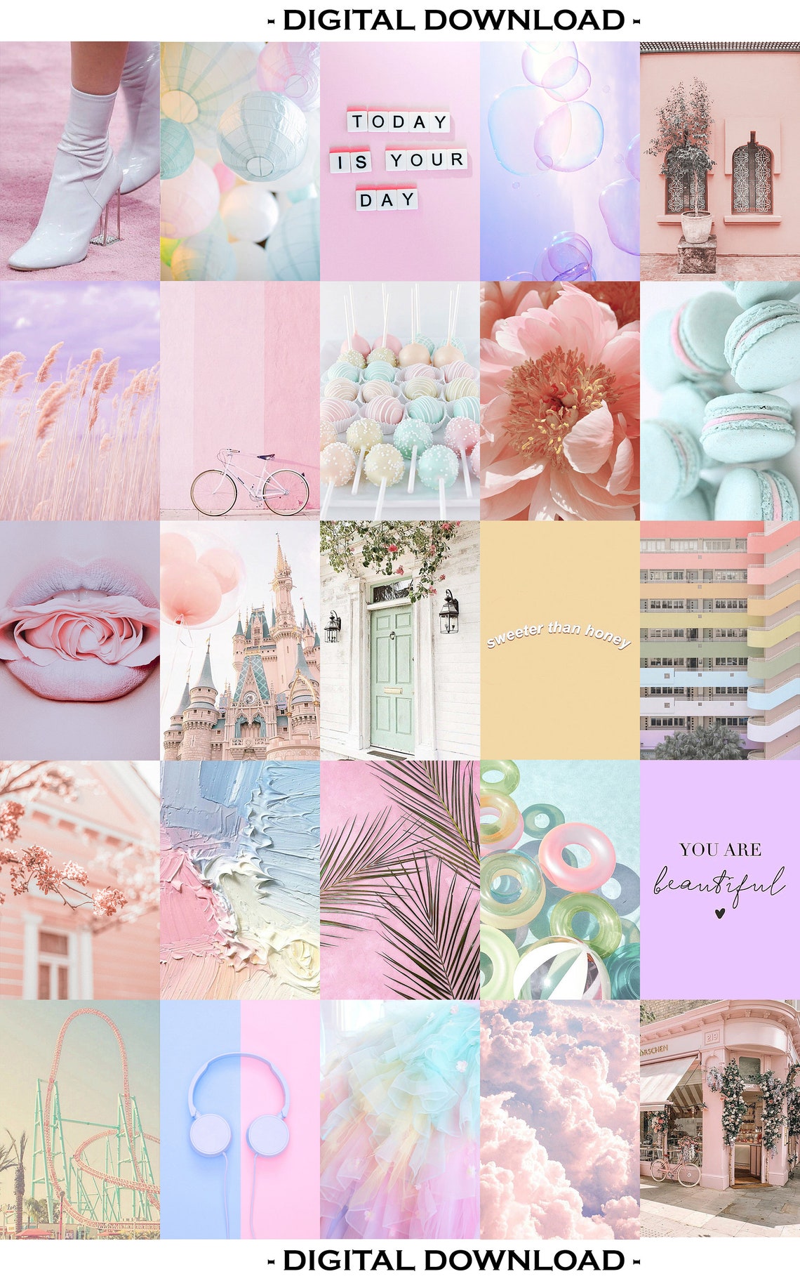 Collage pastel, collage suave, kit de collage digital, collage estético ...