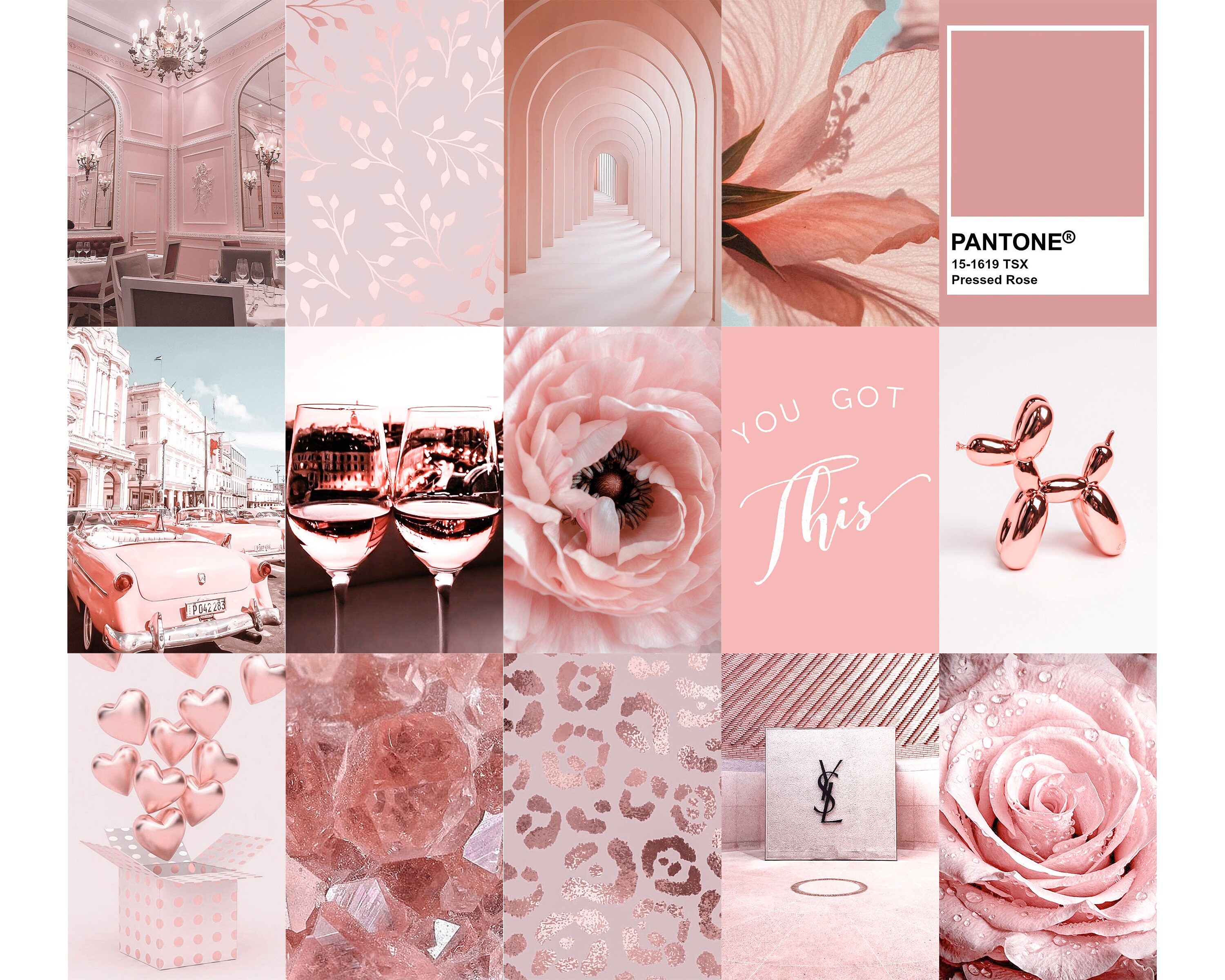 Collage Rose Or, Collage Rose, Esthétique Rose, Kit De Collage, Collage ...