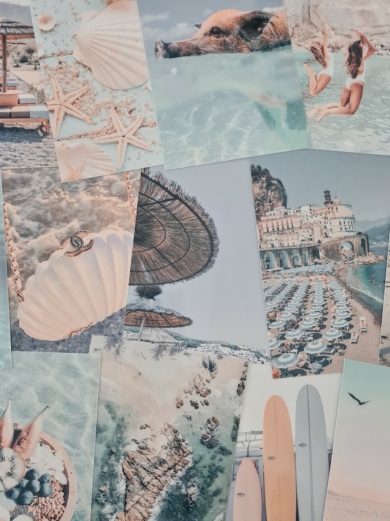 Collage Kit, Beach Collage, Dorm Collage, Summer Collage Kit, Beige ...