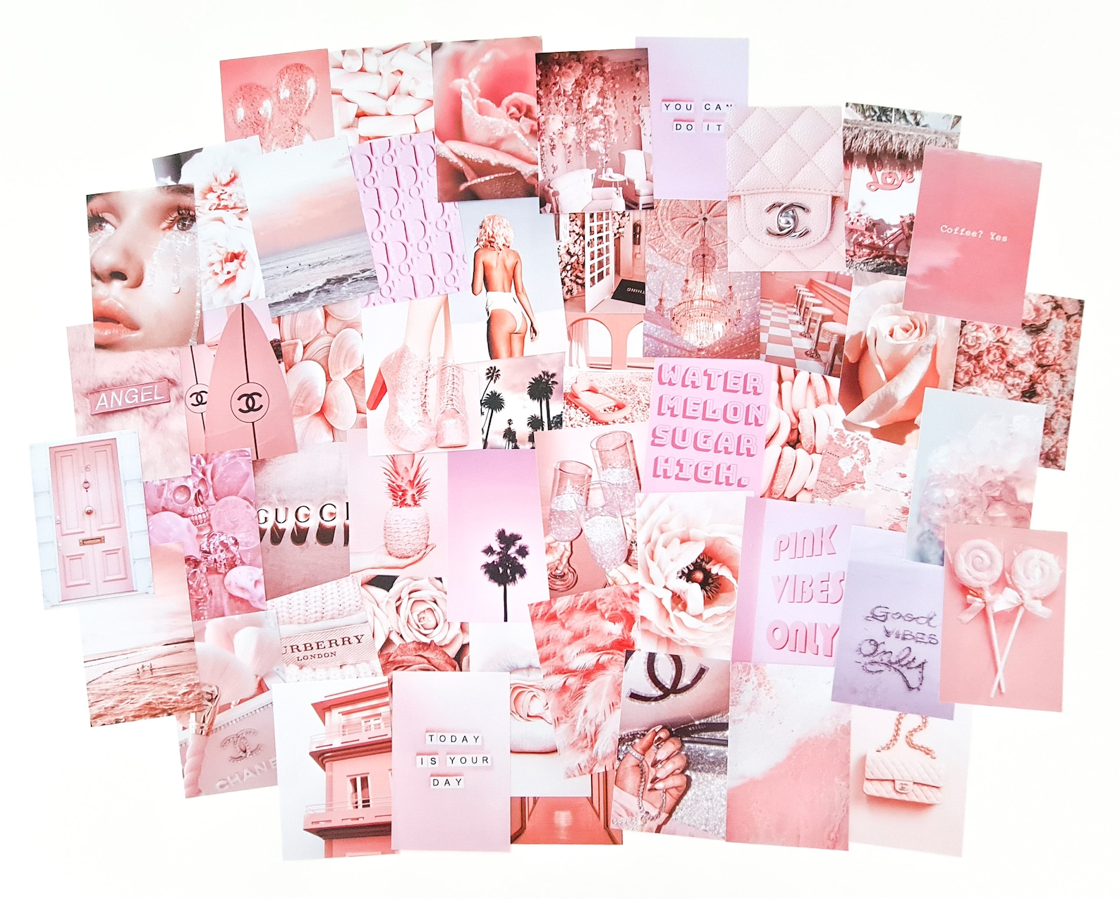 Pink Collage, Wall Decor Collage Pink, Pink Aesthetic Wall, Blush Pink ...