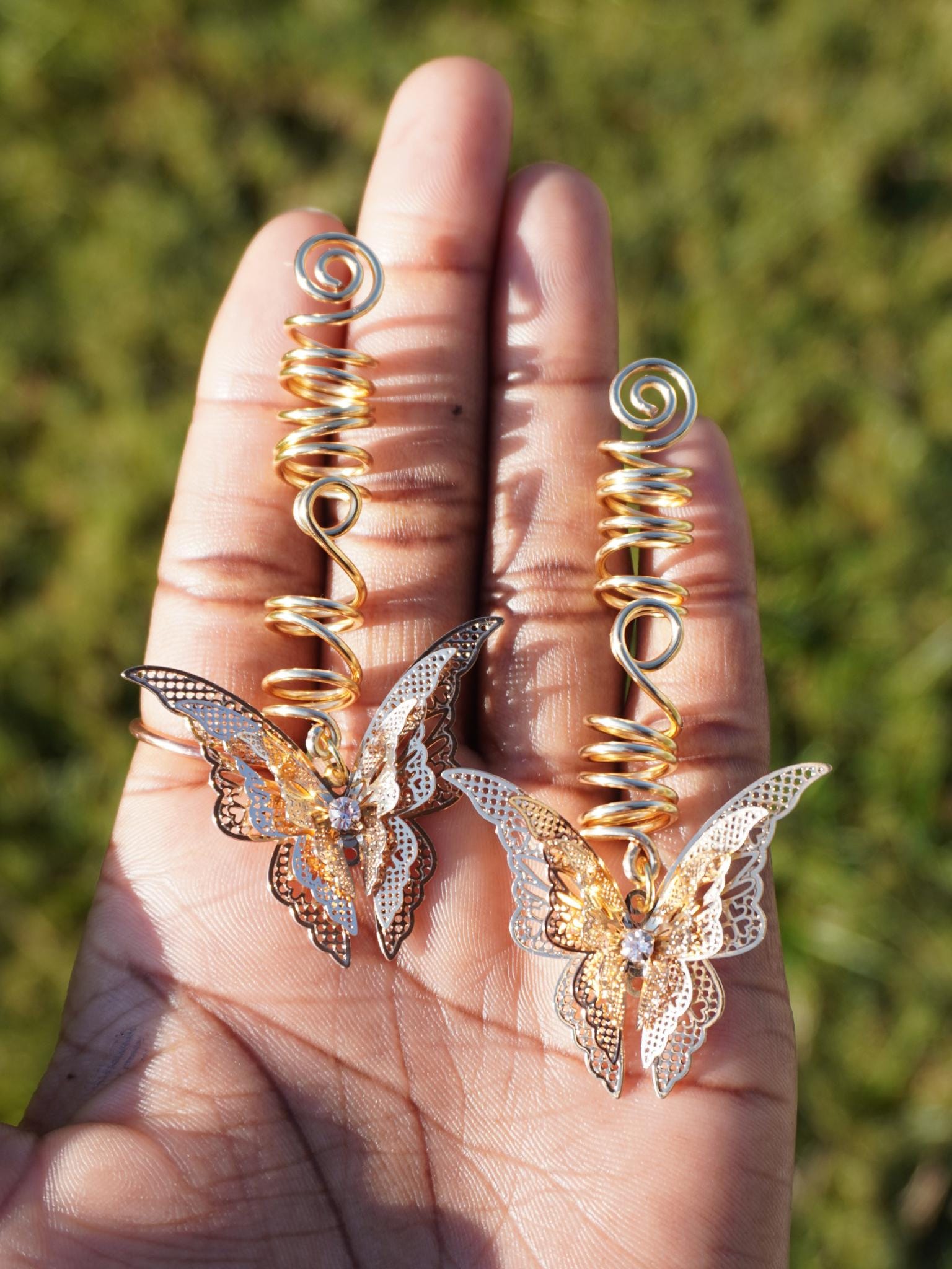 Luxury Butterfly Loc Jewelry – 14K Gold or Gold-colored Copper Spiral ...