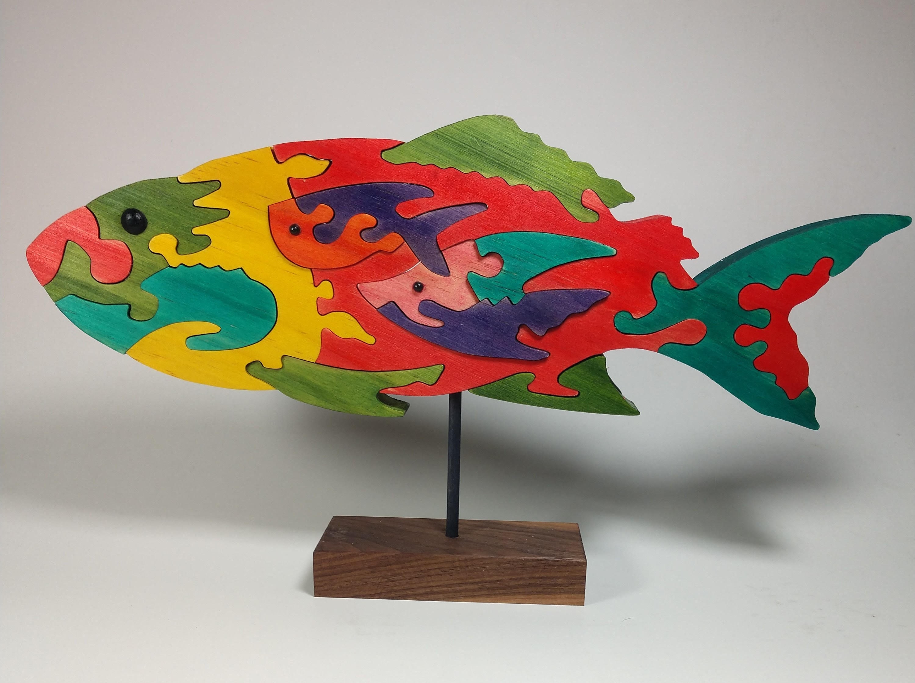 Handmade Colorful Fish Puzzle | Etsy