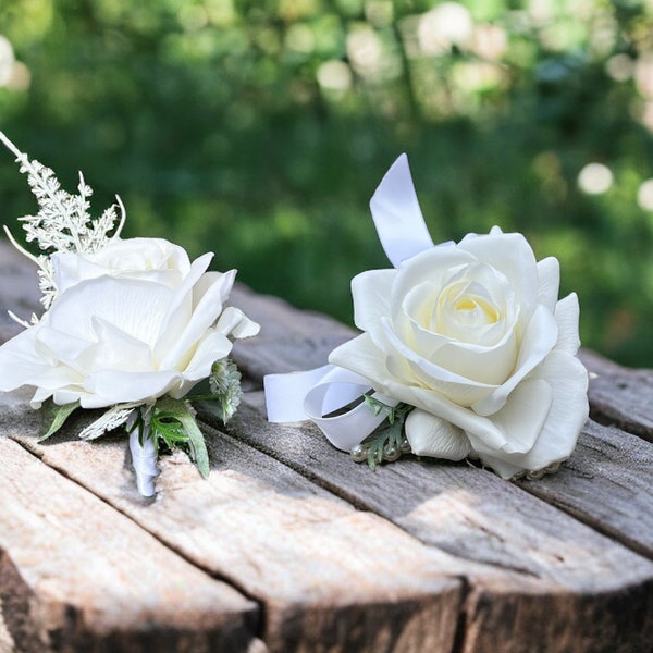 White Rose Corsage - Etsy