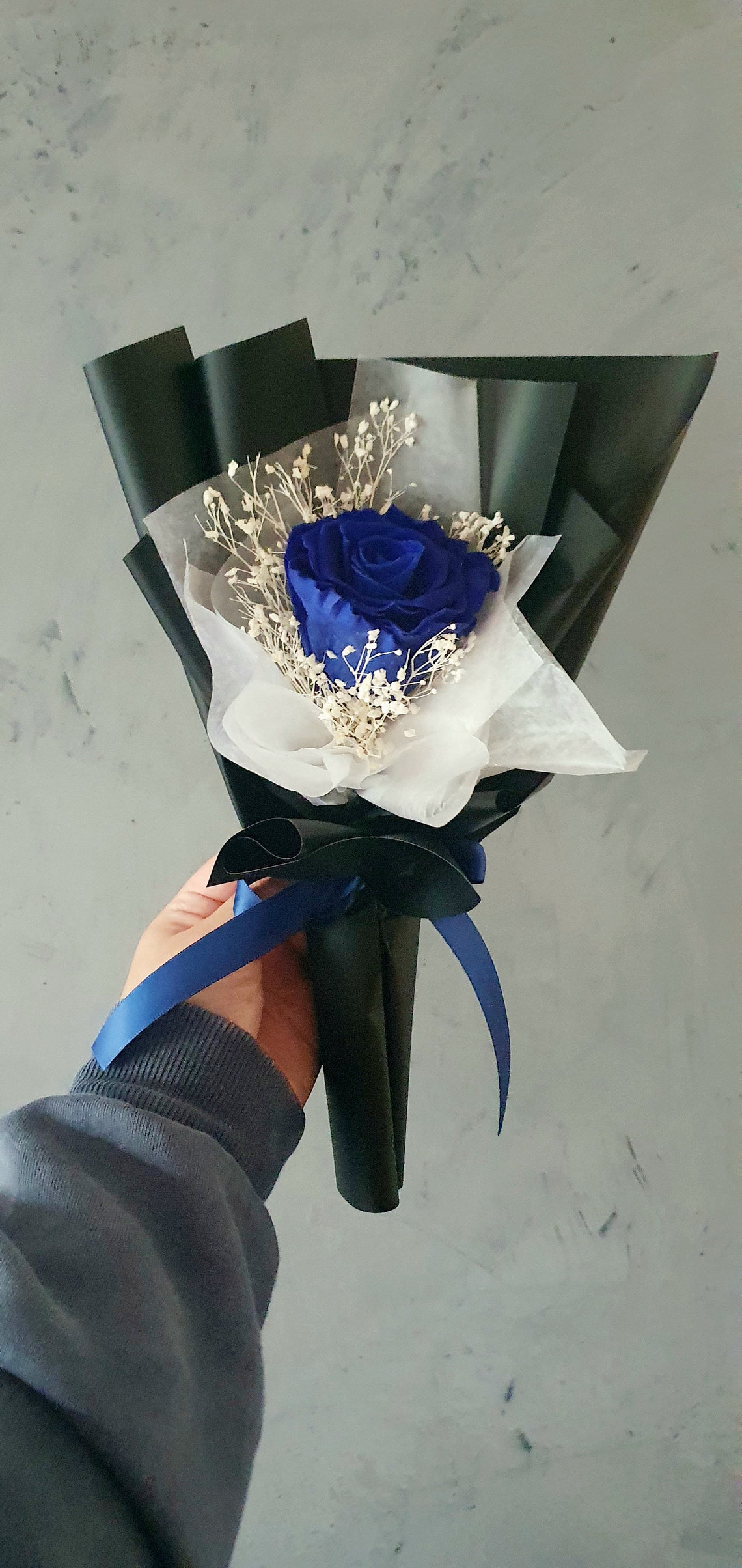 Midnight Blue Everlasting Single Rose Arrangement / Preserved Single ...