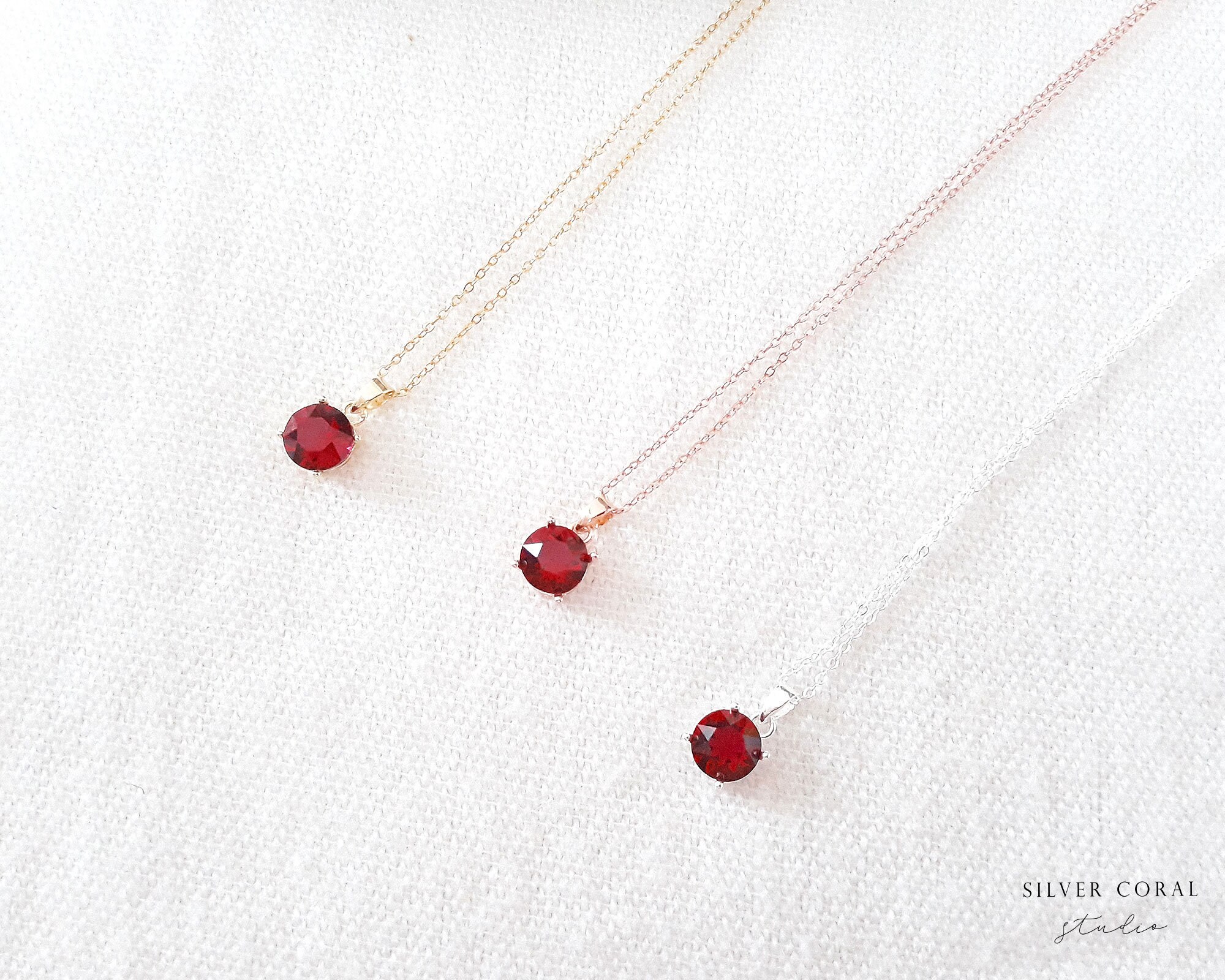 January Birthstone Necklace, Siam Birthstone, Birthday Gift for Her ...