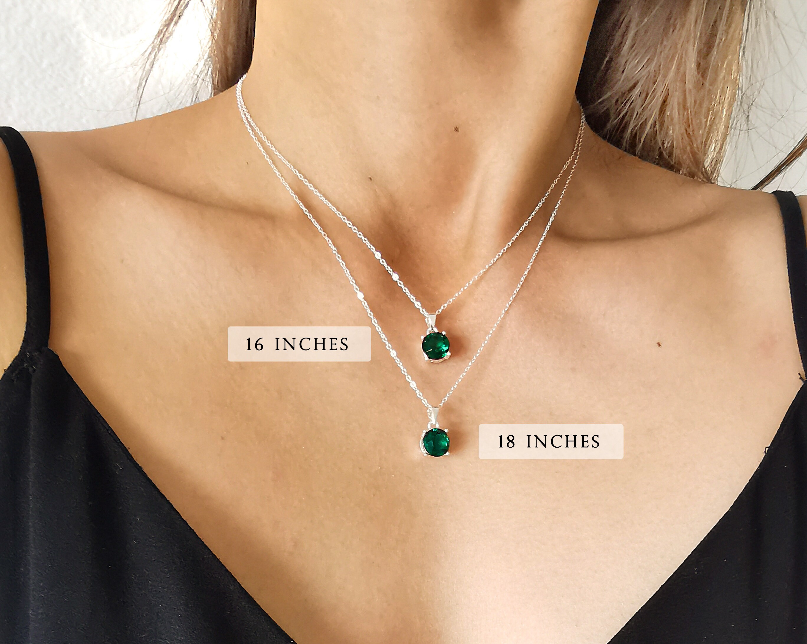 Emerald Necklace, May Birthstone Necklace, Born in May, Emerald ...