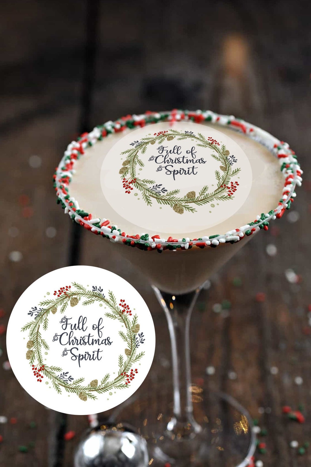 Christmas Gin Drinks Topper Cocktail Topper Party Edible Favour ...