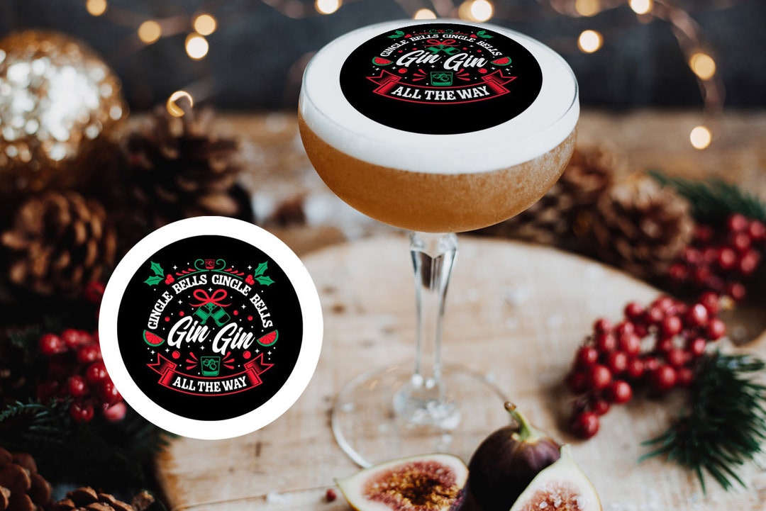 Festive Gingle All the Way Gin Drink Topper, Edible Christmas Cocktail ...
