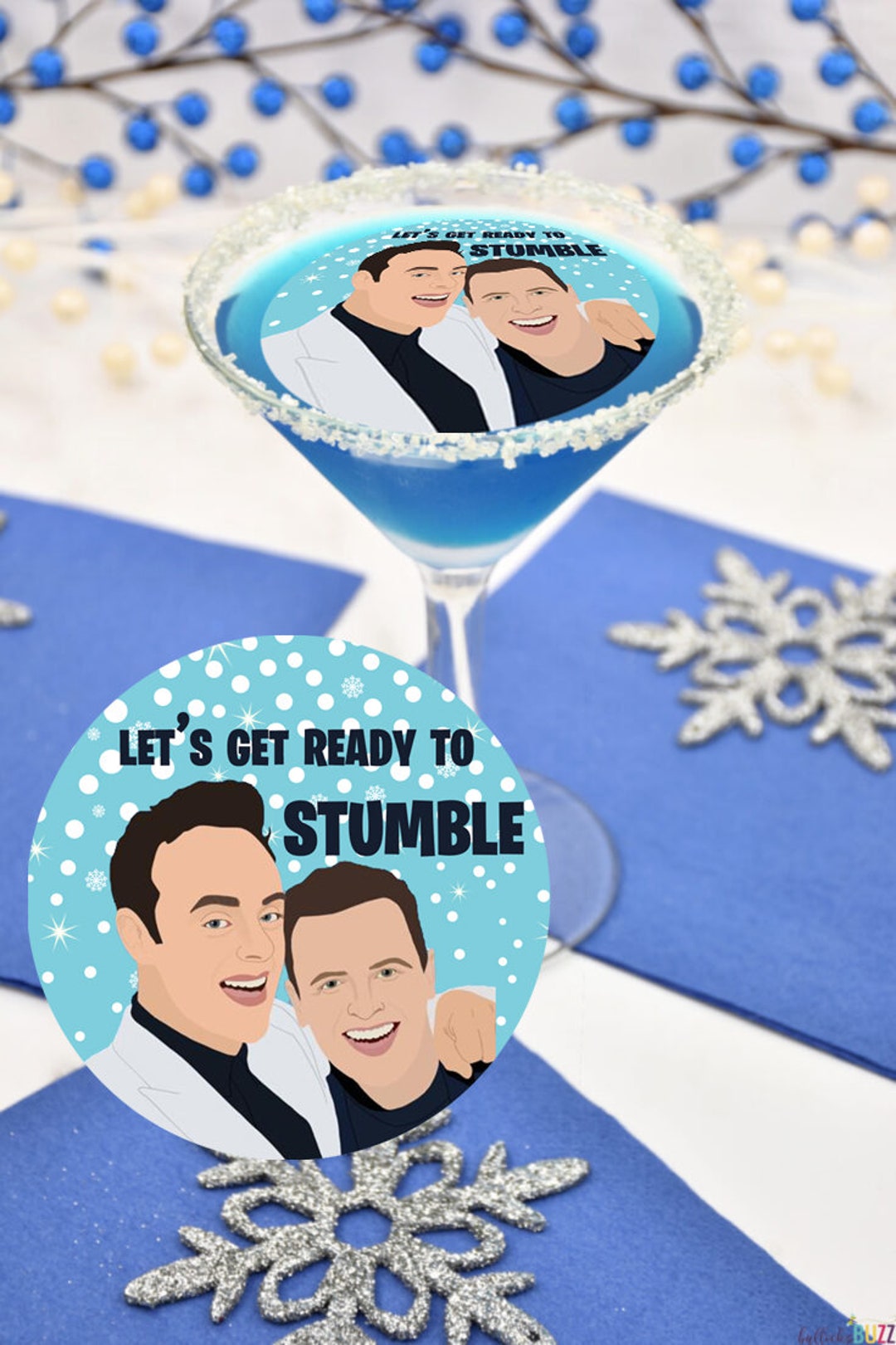 Christmas Gin Drinks Topper Cocktail Topper Party Edible Favour Ant ...
