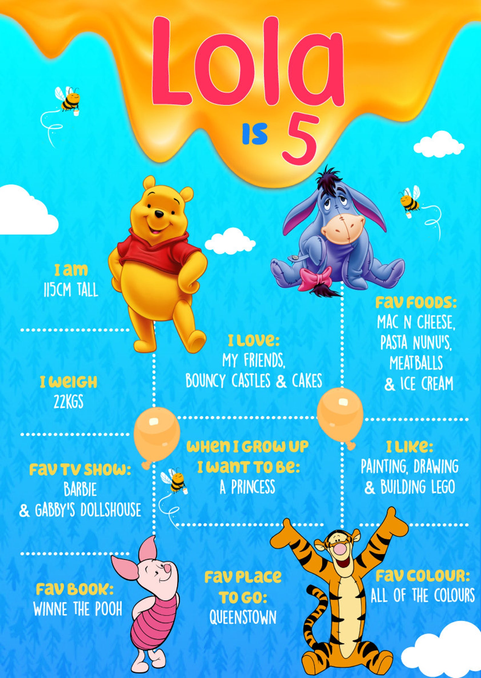 Winnie the Pooh Birthday Board Digital Birthday Board Winnie - Etsy