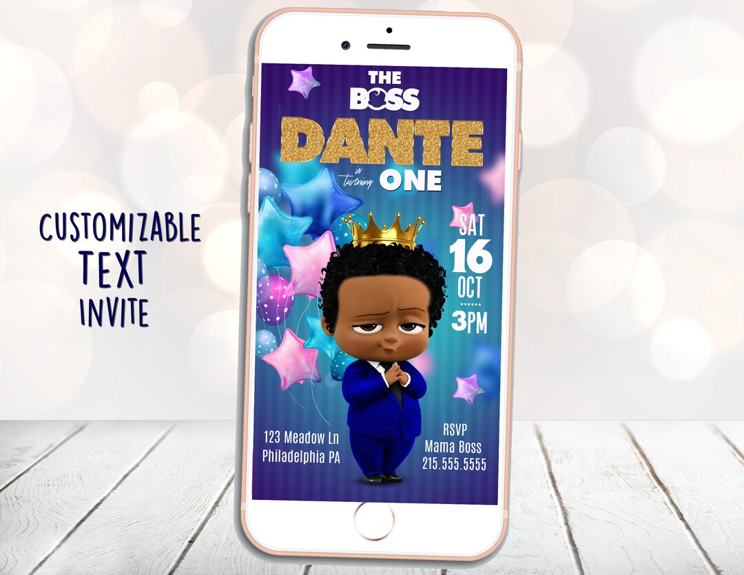 Baby Boss Text Invitation, Baby Boss Invite, Baby Boss Birthday, Baby ...