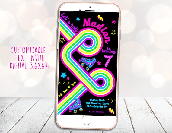 Roller Skating Party Text Invite Roller Party Roller - Etsy